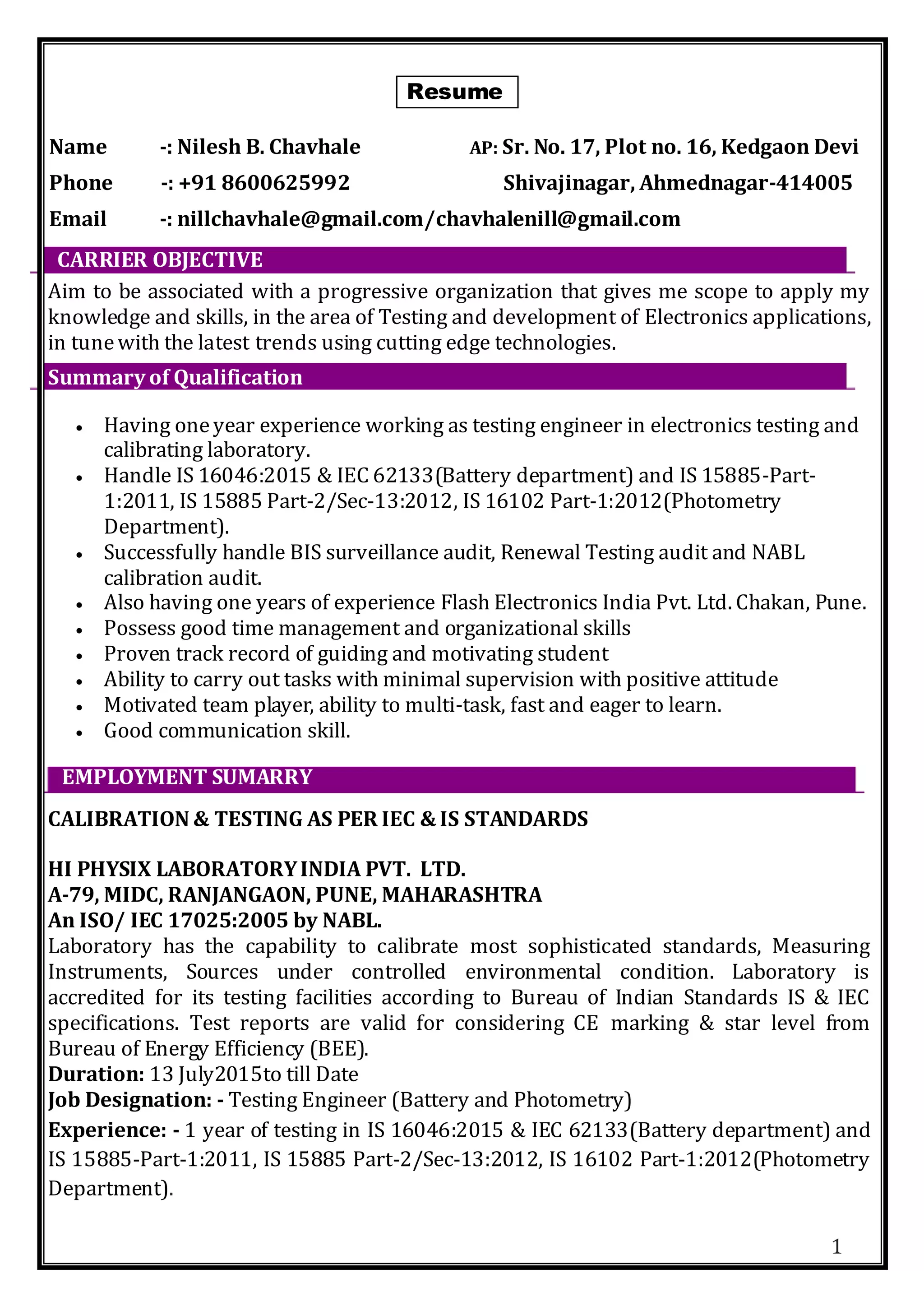 Nilesh_Resume | PDF