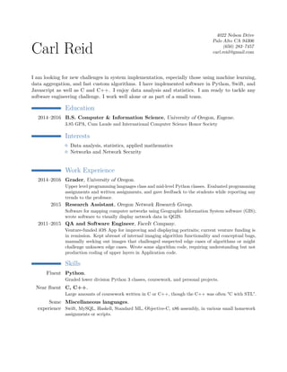 CarlReid_resume v2 | PDF