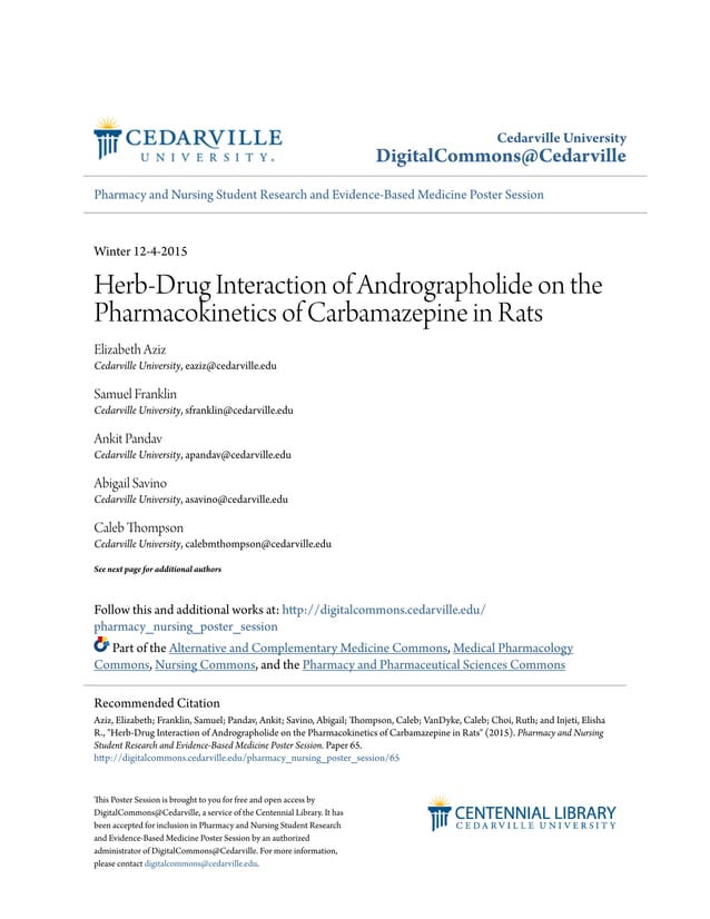 Herb-Drug Interaction of Andrographolide on the Pharmacokinetics of Carbamazepine | PDF