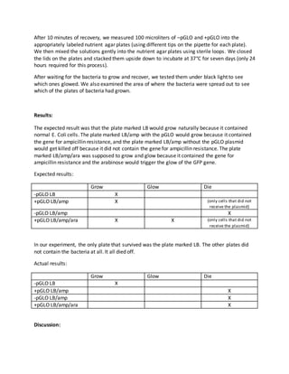 Genetic Transformation Lab | DOCX