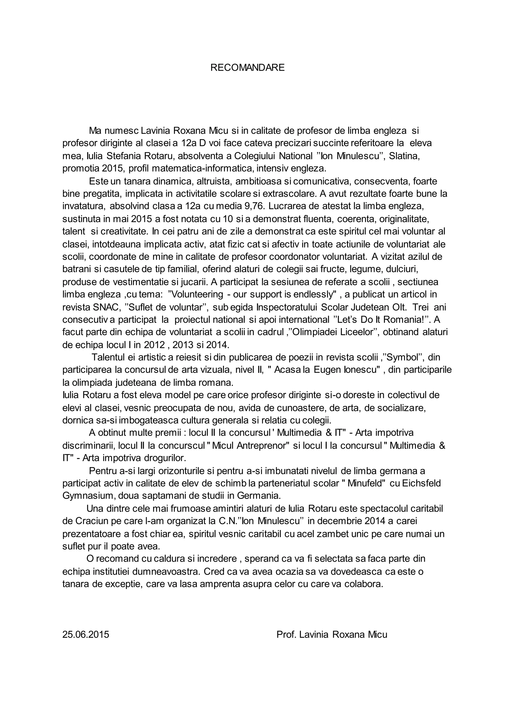 recomandare | DOCX