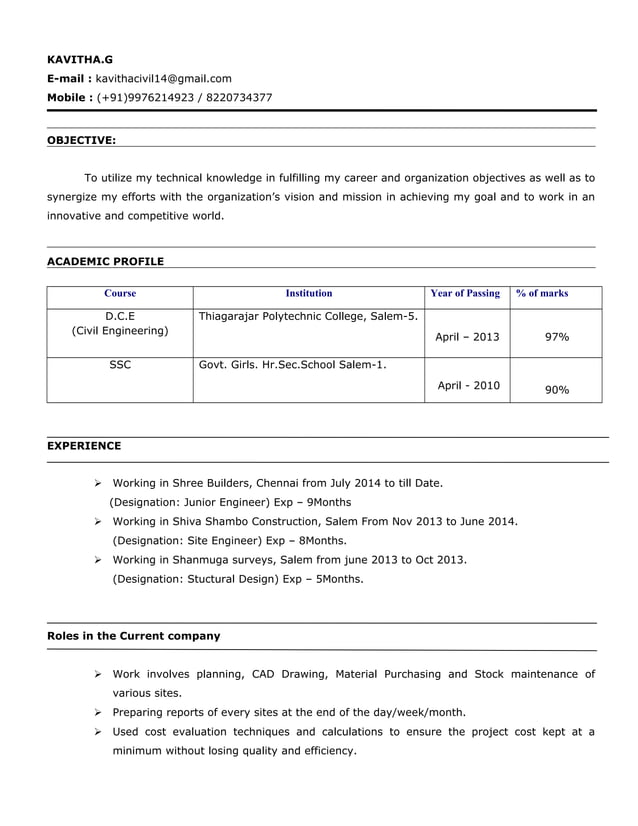 Kavitha Resume | DOC