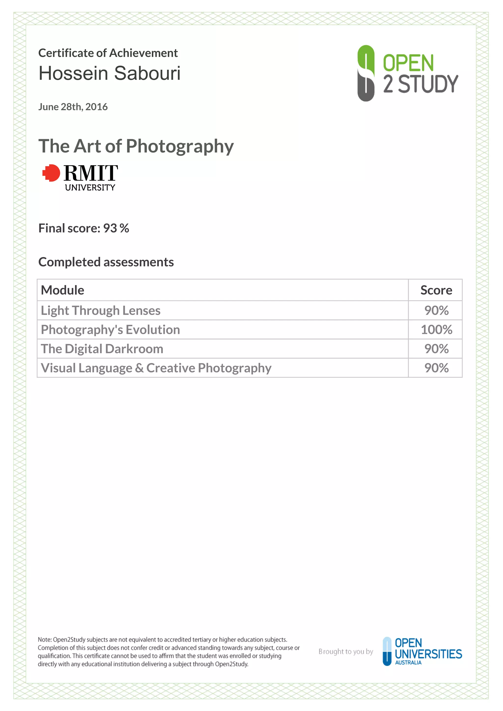 Subject_Certificate_22_June_2016 | PDF