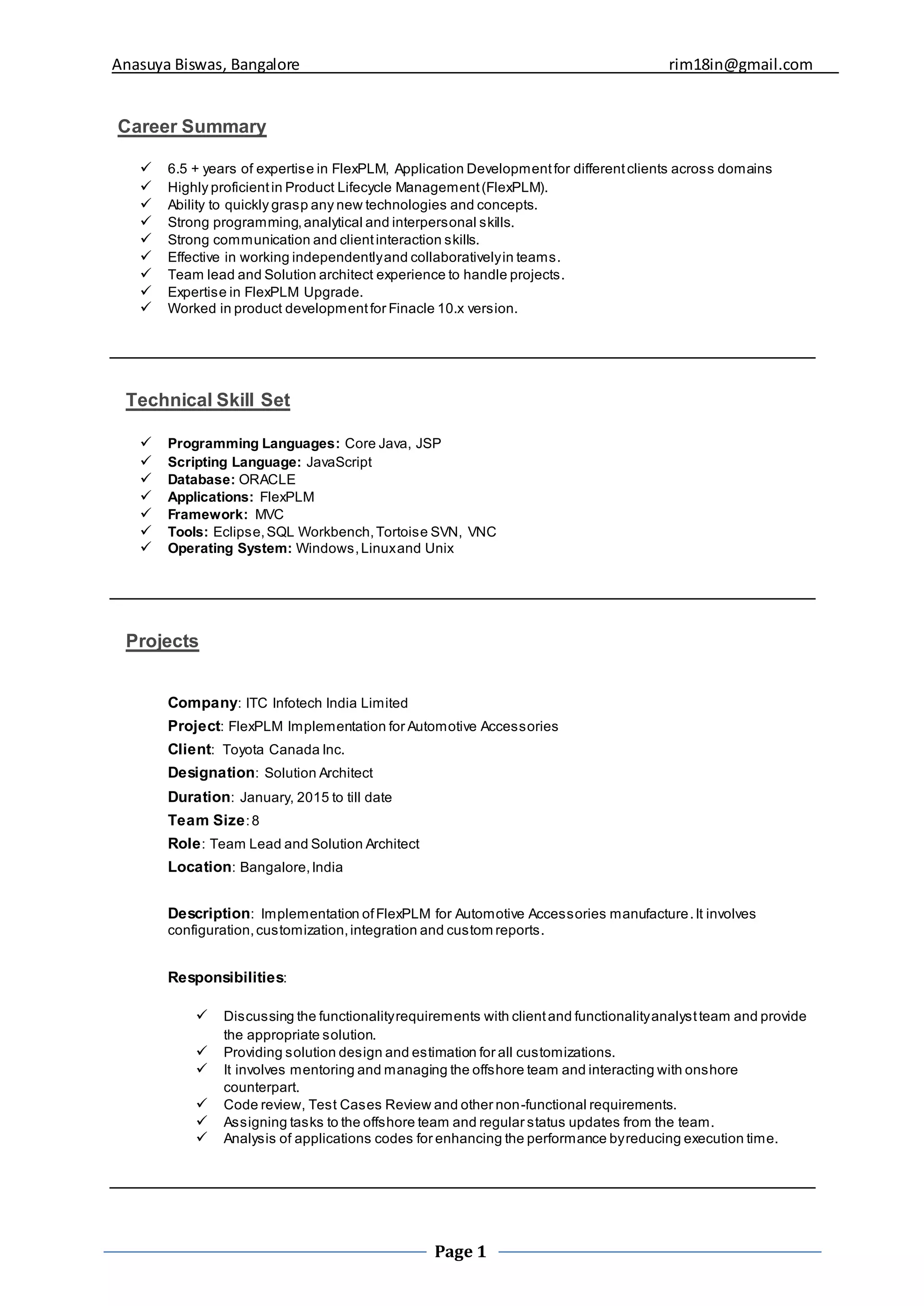 Lead Consultant in FlexPLM | DOCX