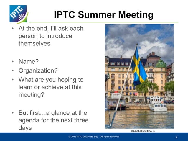 IPTC Chairman's Welcome June 2016 | PPTX