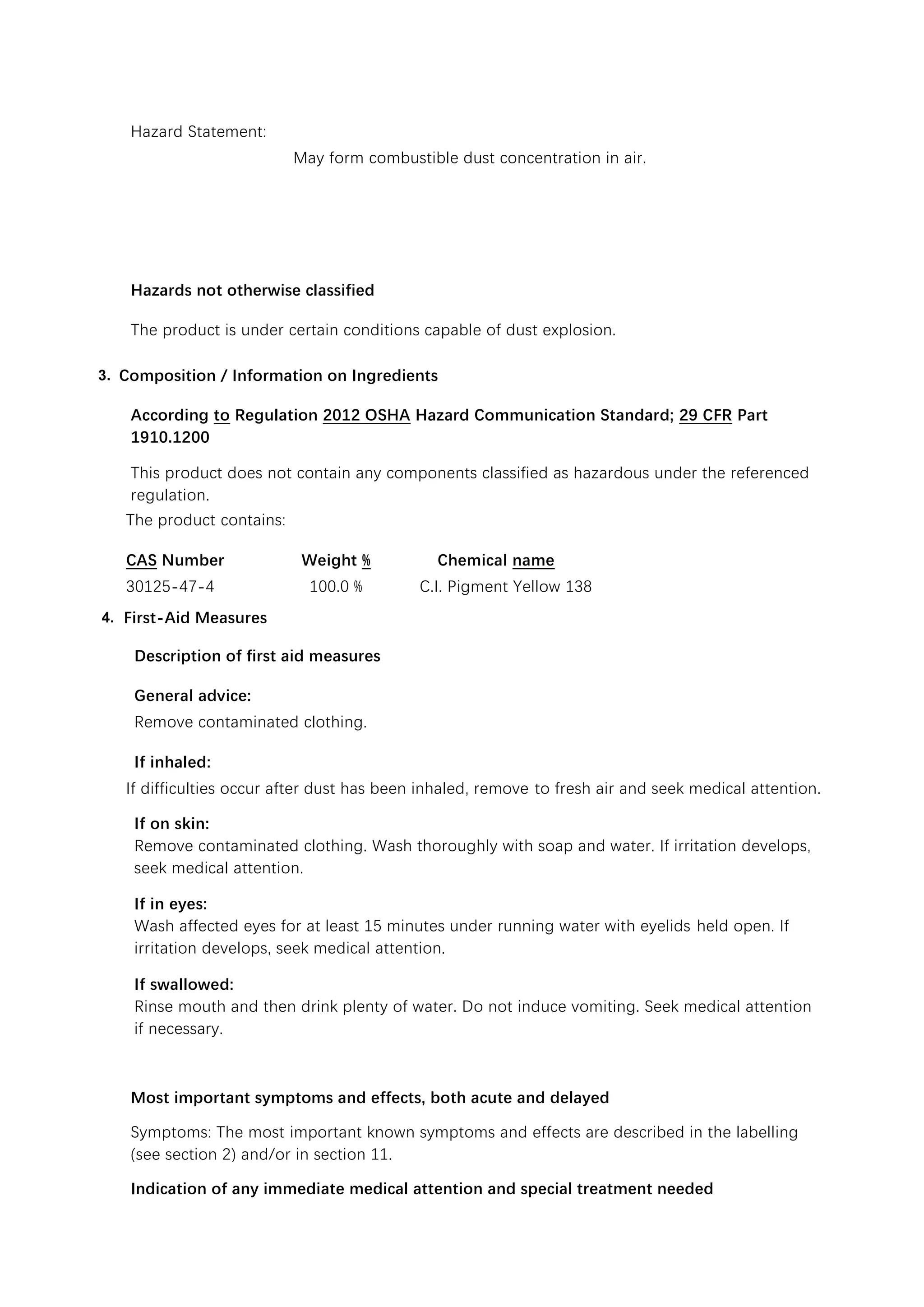 Pigment yellow 138 cas 30125 47-4 safety data sheet msds sds baoxu ...