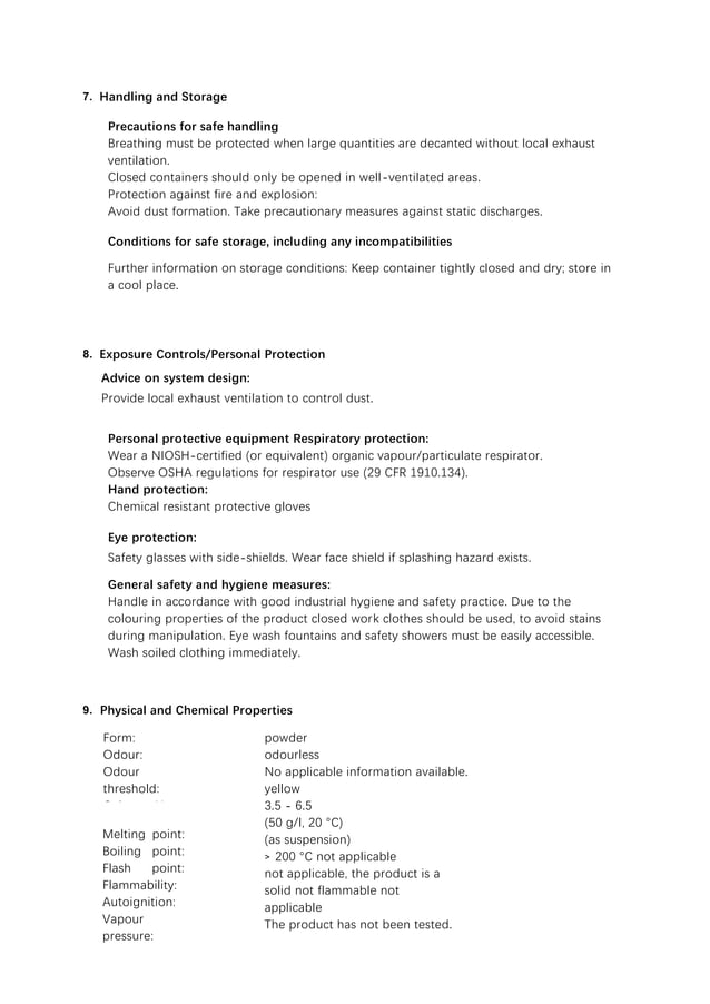 Pigment yellow 138 cas 30125 47-4 safety data sheet msds sds baoxu ...