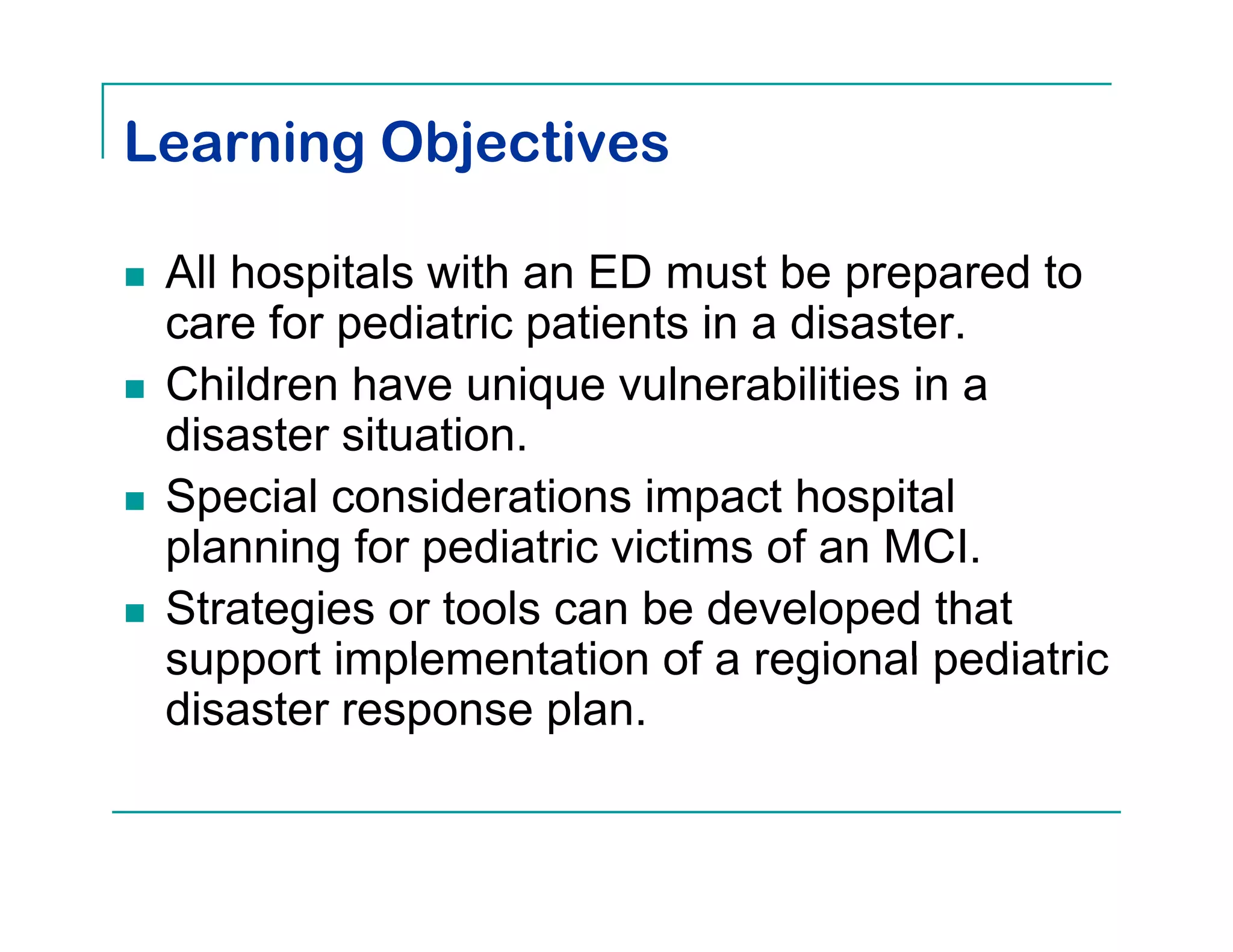 Developing a Regional Pediatric Disaster Response Plan | PDF