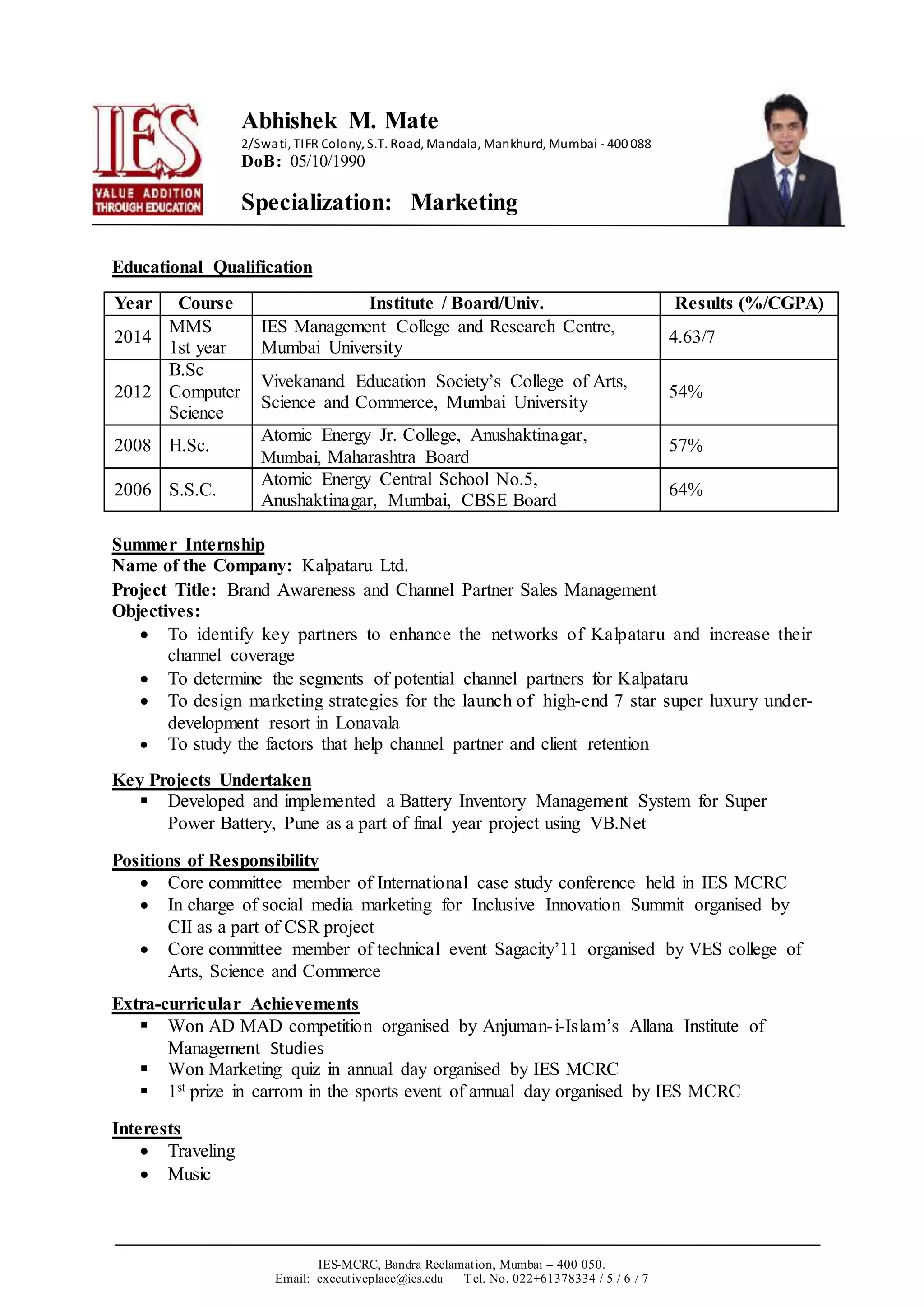 Format - Student Bio-data 2014 | DOCX
