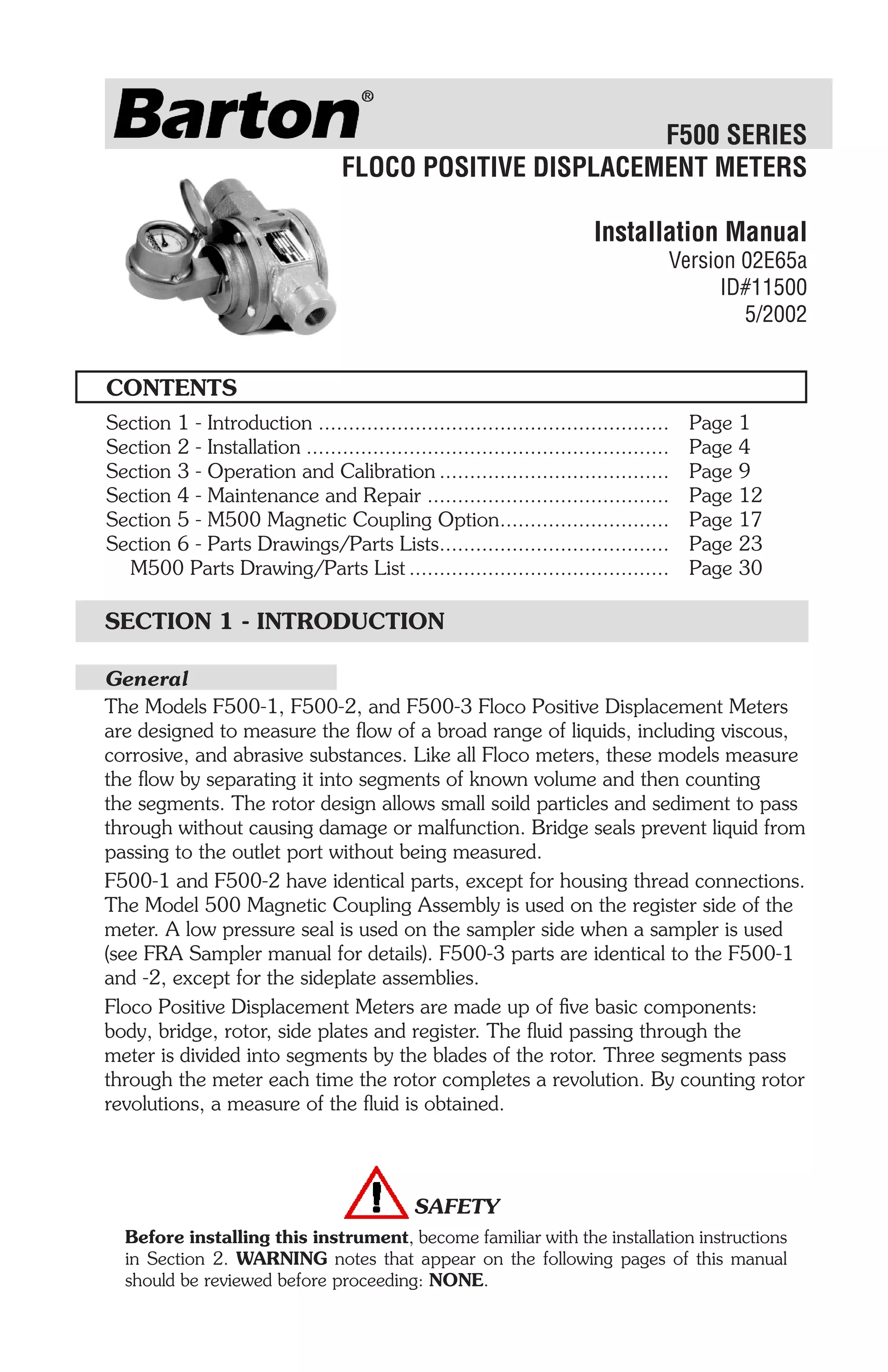 F500 series floco positive displacement meters | PDF