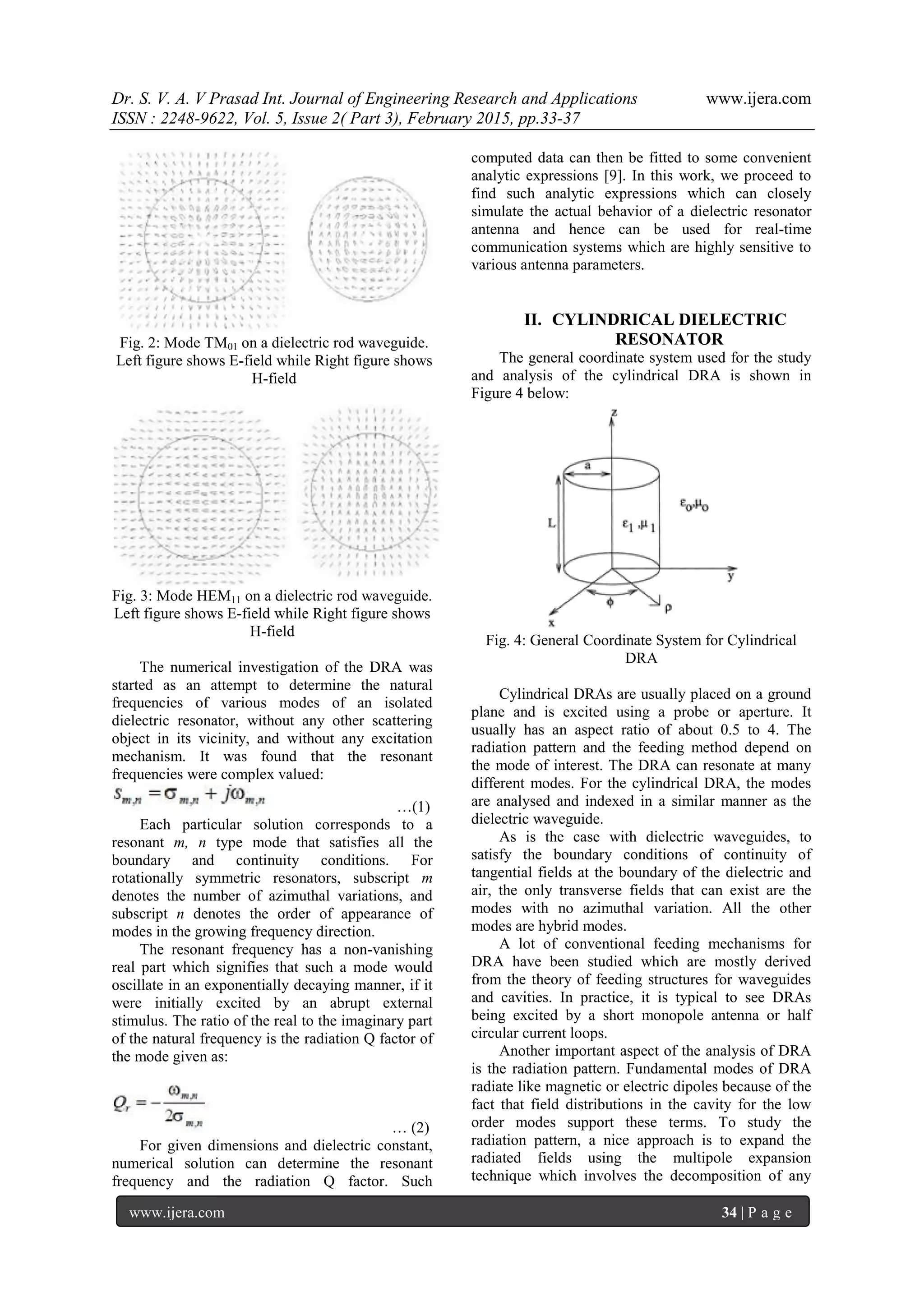 Mathematical Modeling of Cylindrical Dielectric Resonator Antenna for ...
