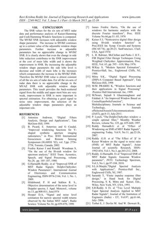 Improved Snr Of Mst Radar Signals By Kaiser-Hamming And Cosh-Hamming Window Functions | PDF
