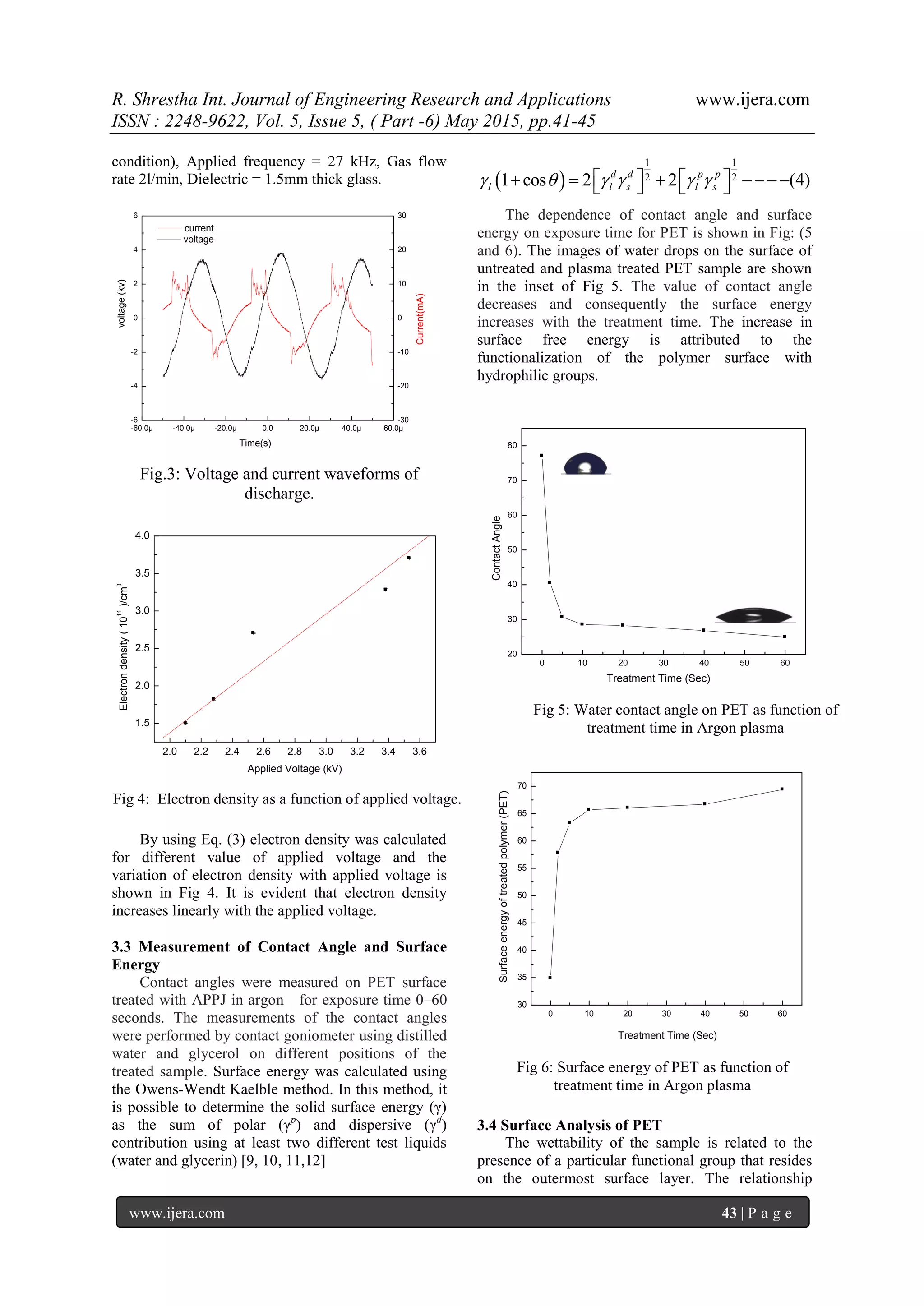 Experimental Study of an Atmospheric Pressure Dielectric Barrier ...