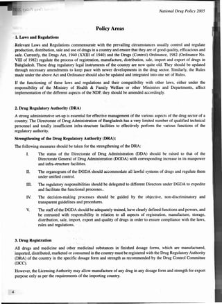 national drug policy 2005 (eng) Bangladesh | PDF