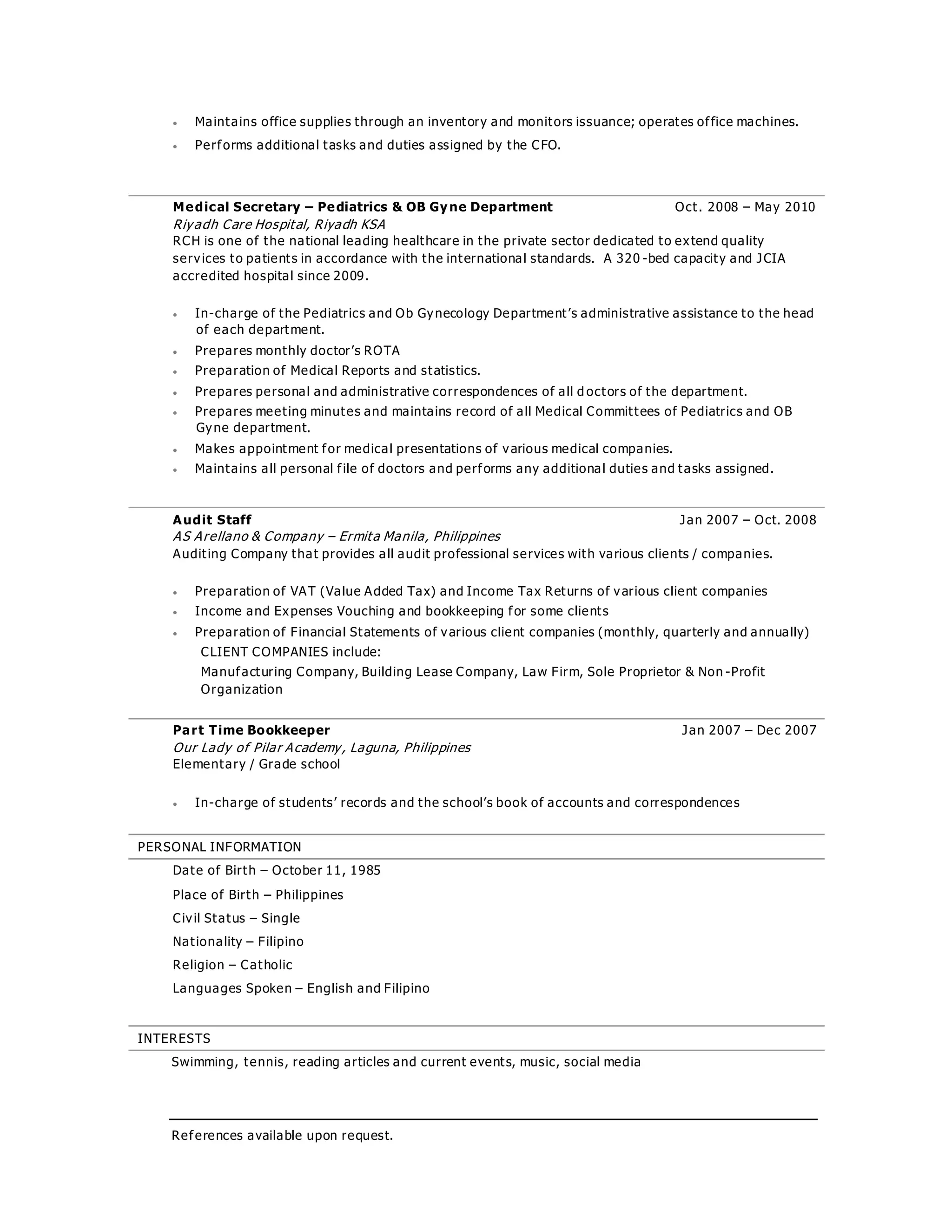 Meliza Manuel - Resume | PDF