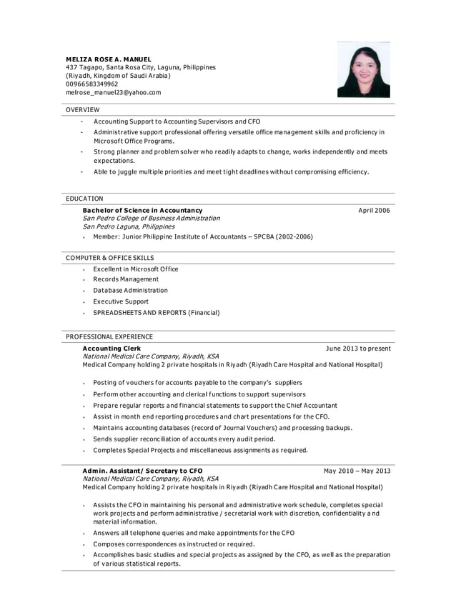 Meliza Manuel - Resume | PDF