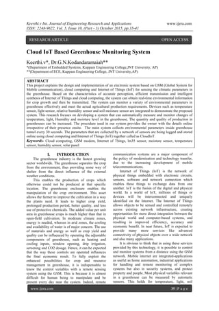 Cloud IoT Based Greenhouse Monitoring System | PDF