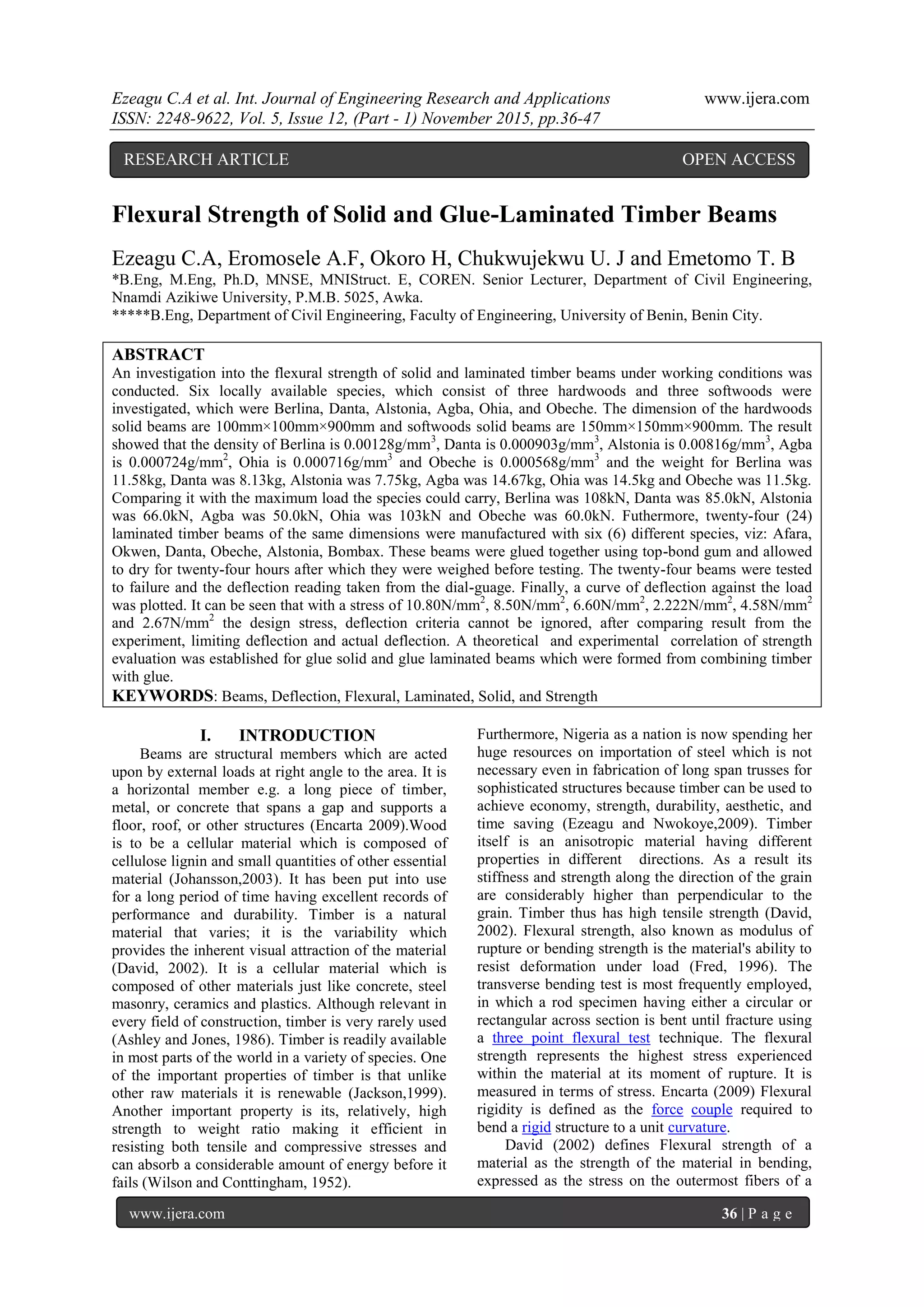Flexural Strength of Solid and Glue-Laminated Timber Beams | PDF