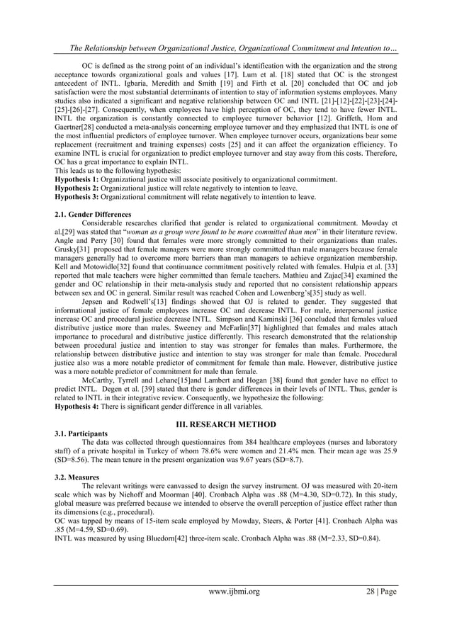 The Relationship between Organizational Justice, Organizational Commitment and Intention to ...