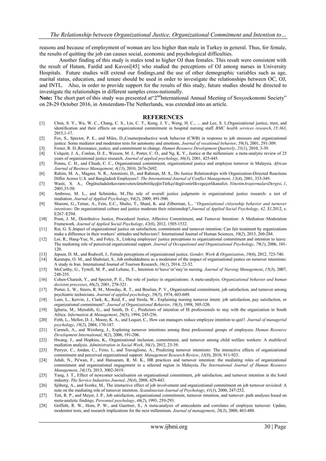 The Relationship between Organizational Justice, Organizational Commitment and Intention to ...