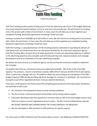 Faith Film Funding Intro | PDF