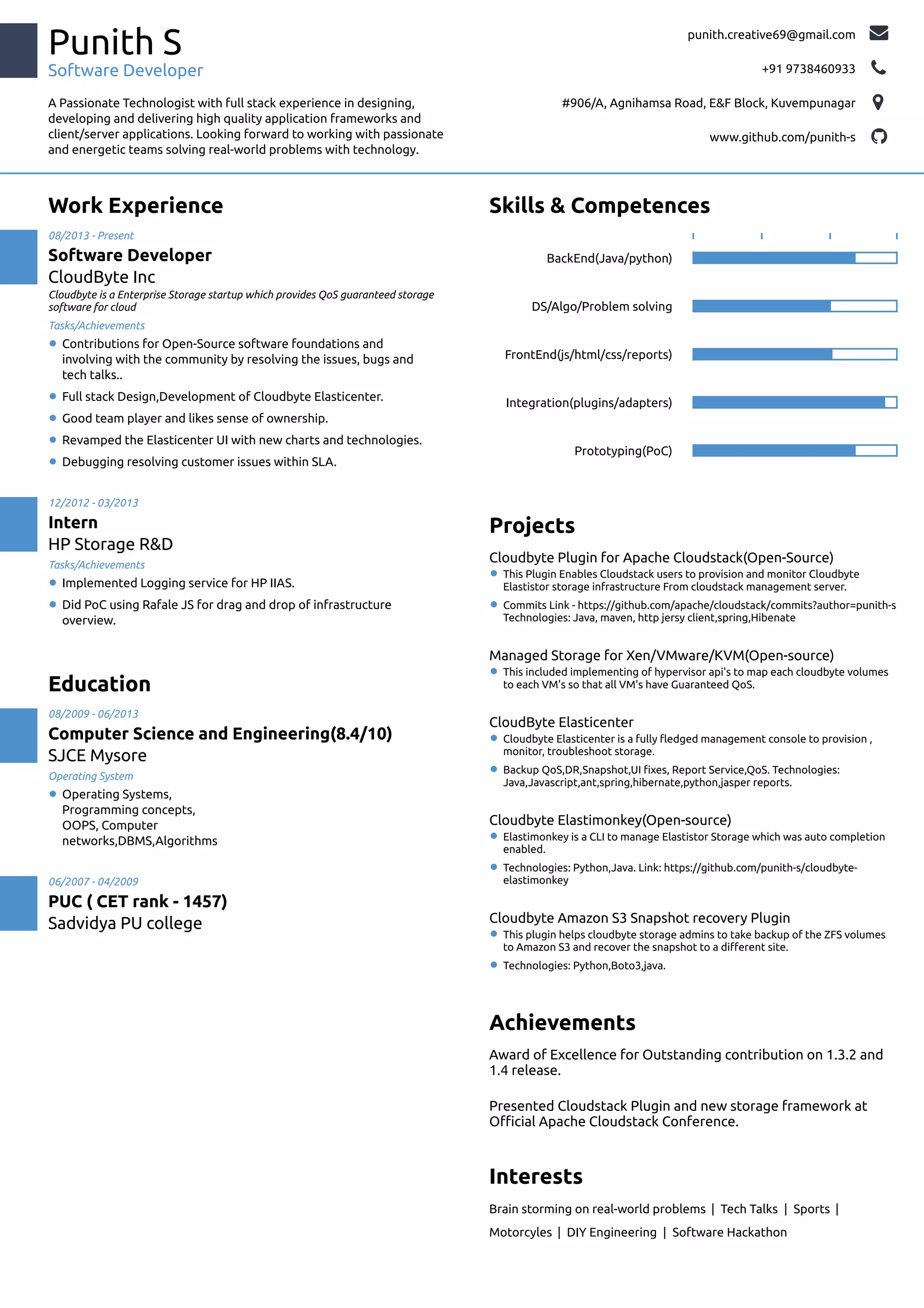 Punith's Résumé Cover | PDF
