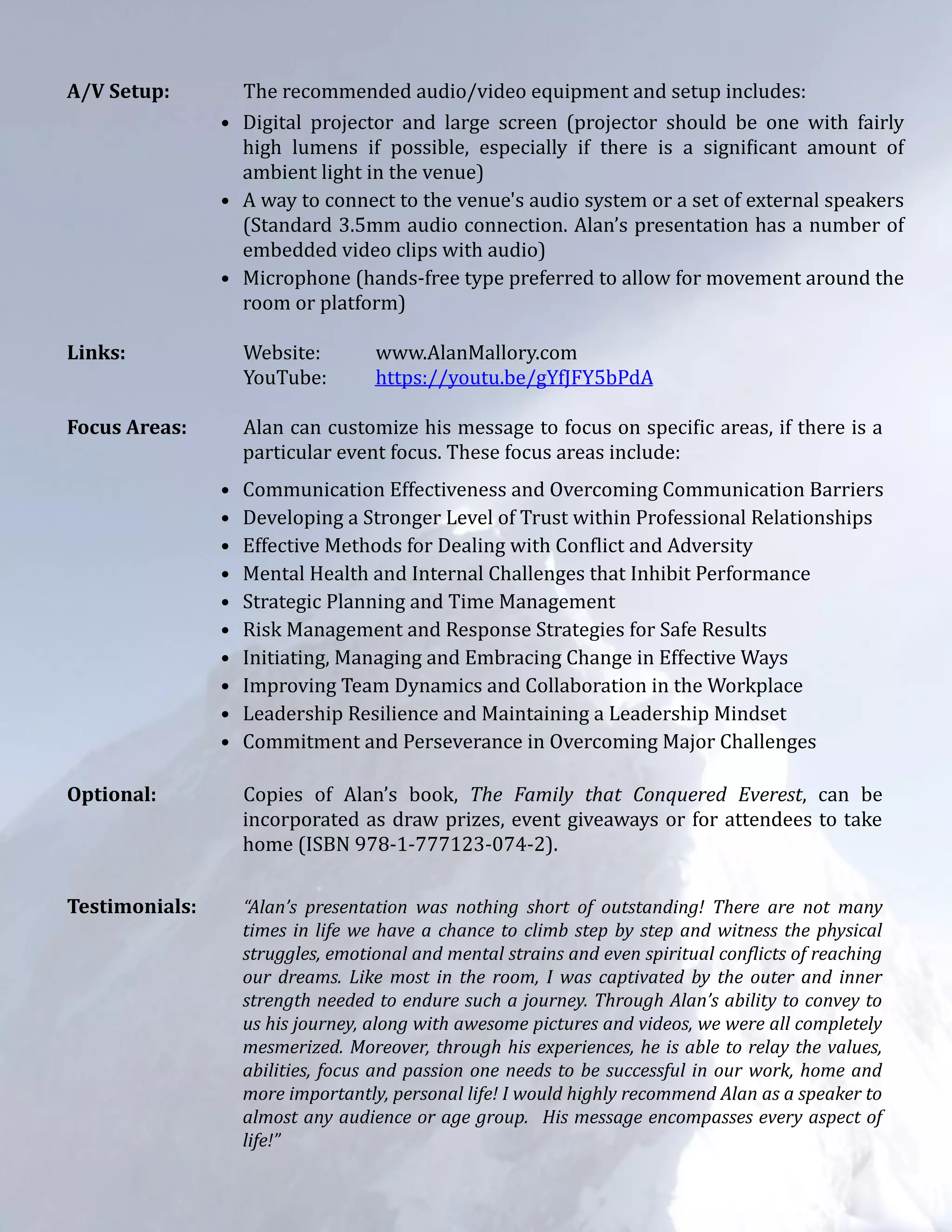 Alan Mallory - Keynote Presentation Summary | PDF