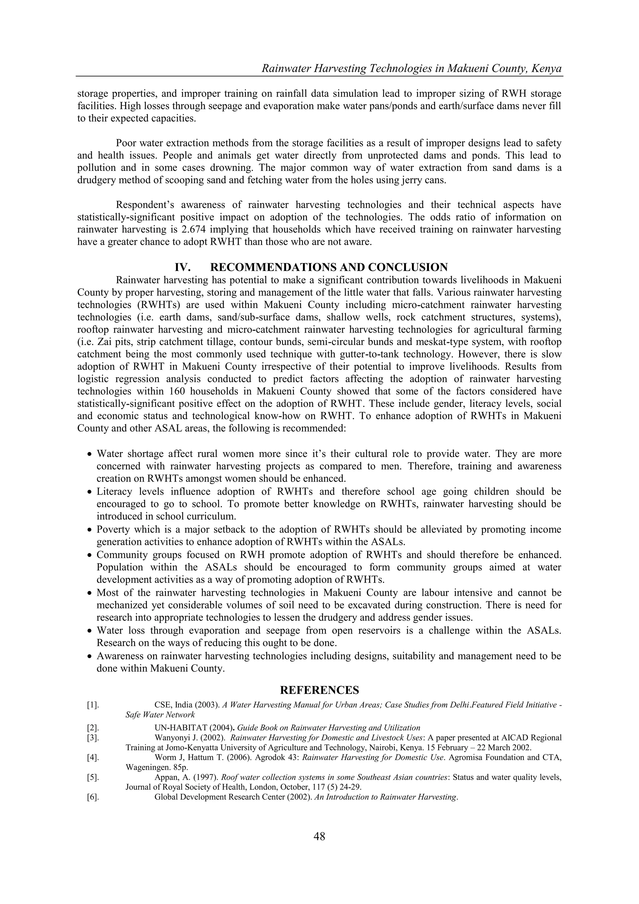 Rainwater Harvesting Technologies in Makueni County, Kenya | PDF