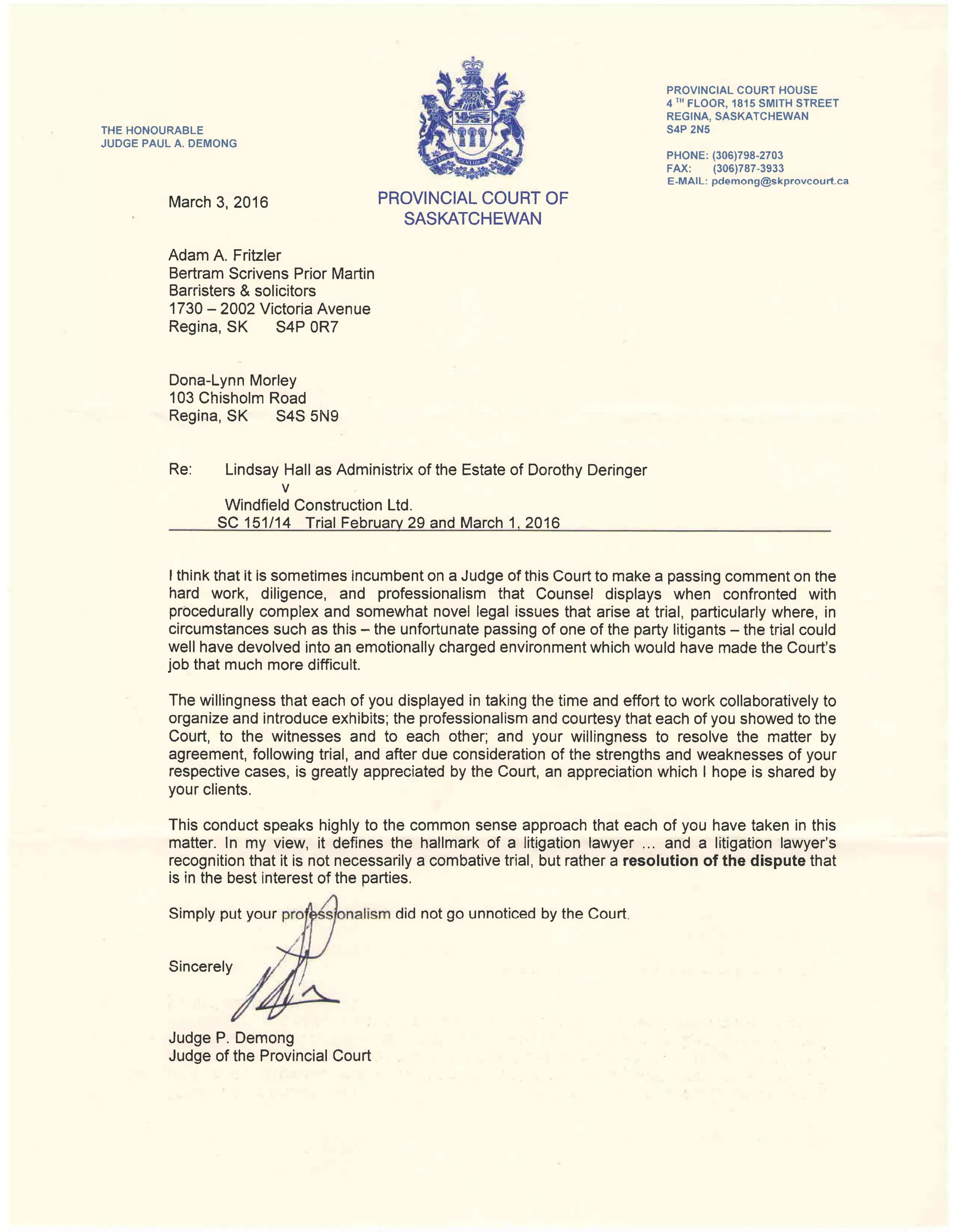 Reference Letter Provincial Court | PDF