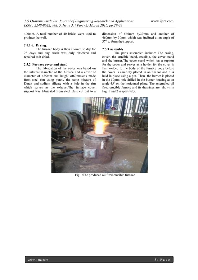 Fabrication and performance evaluation of oil –fired crucible furnace ...