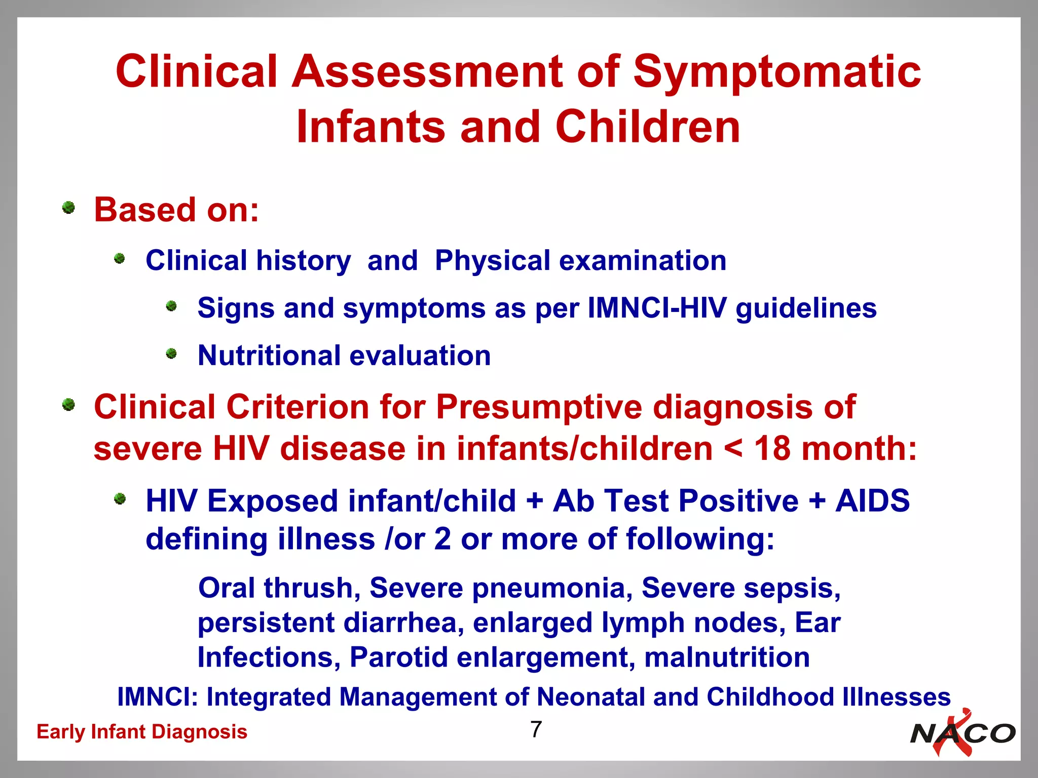 Early Infant Diagnosis of HIV-1 | PPT