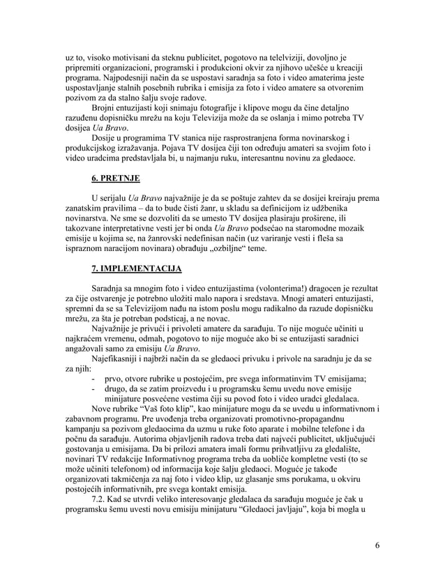 TV projekat Ua Bravo (dosije) | PDF