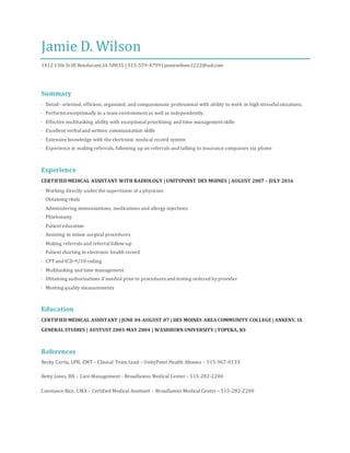 Jamie Wilson Resume | DOCX