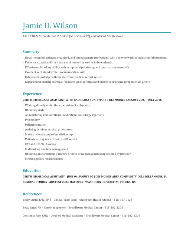 Jamie Wilson Resume | PDF