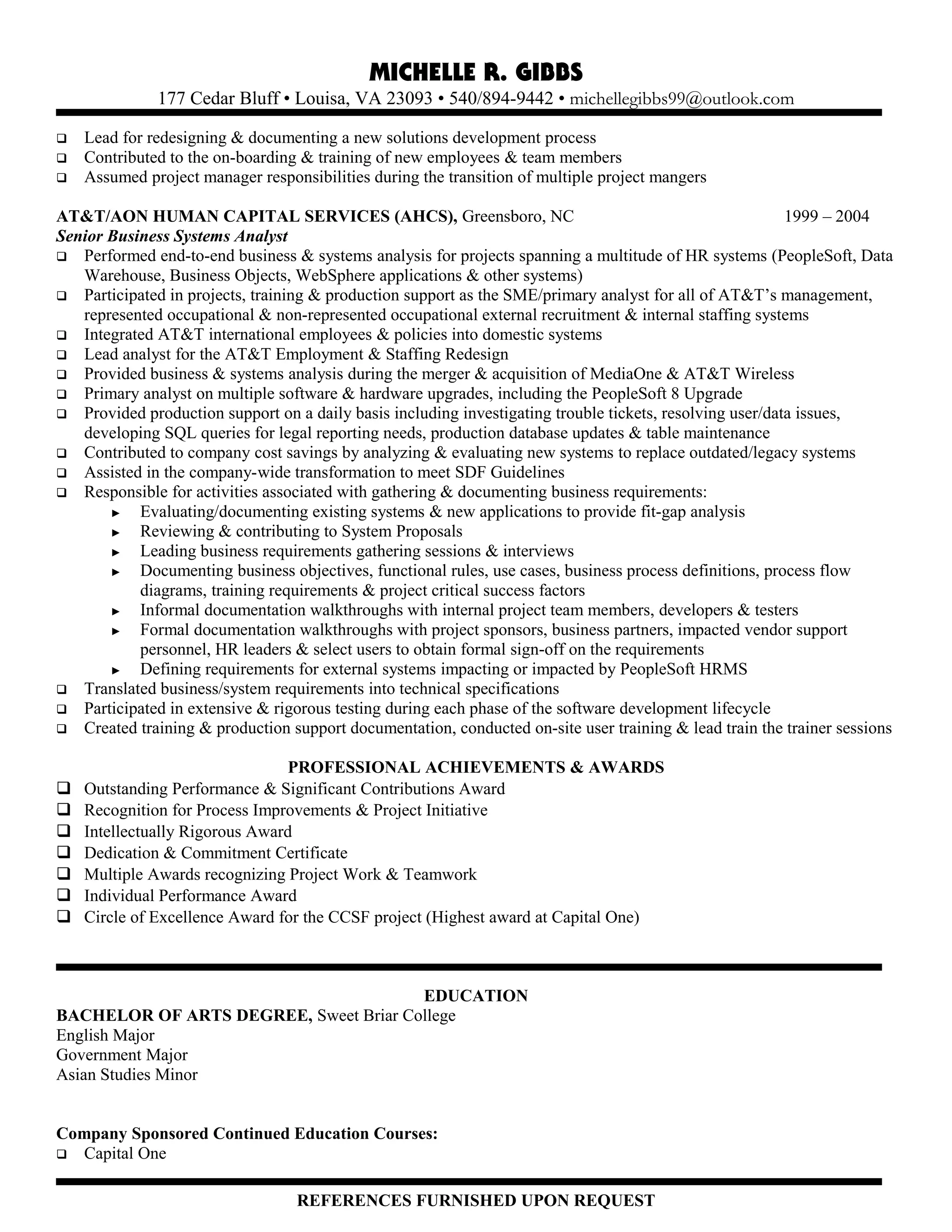 Michelle Gibbs Resume | PDF | Free Download