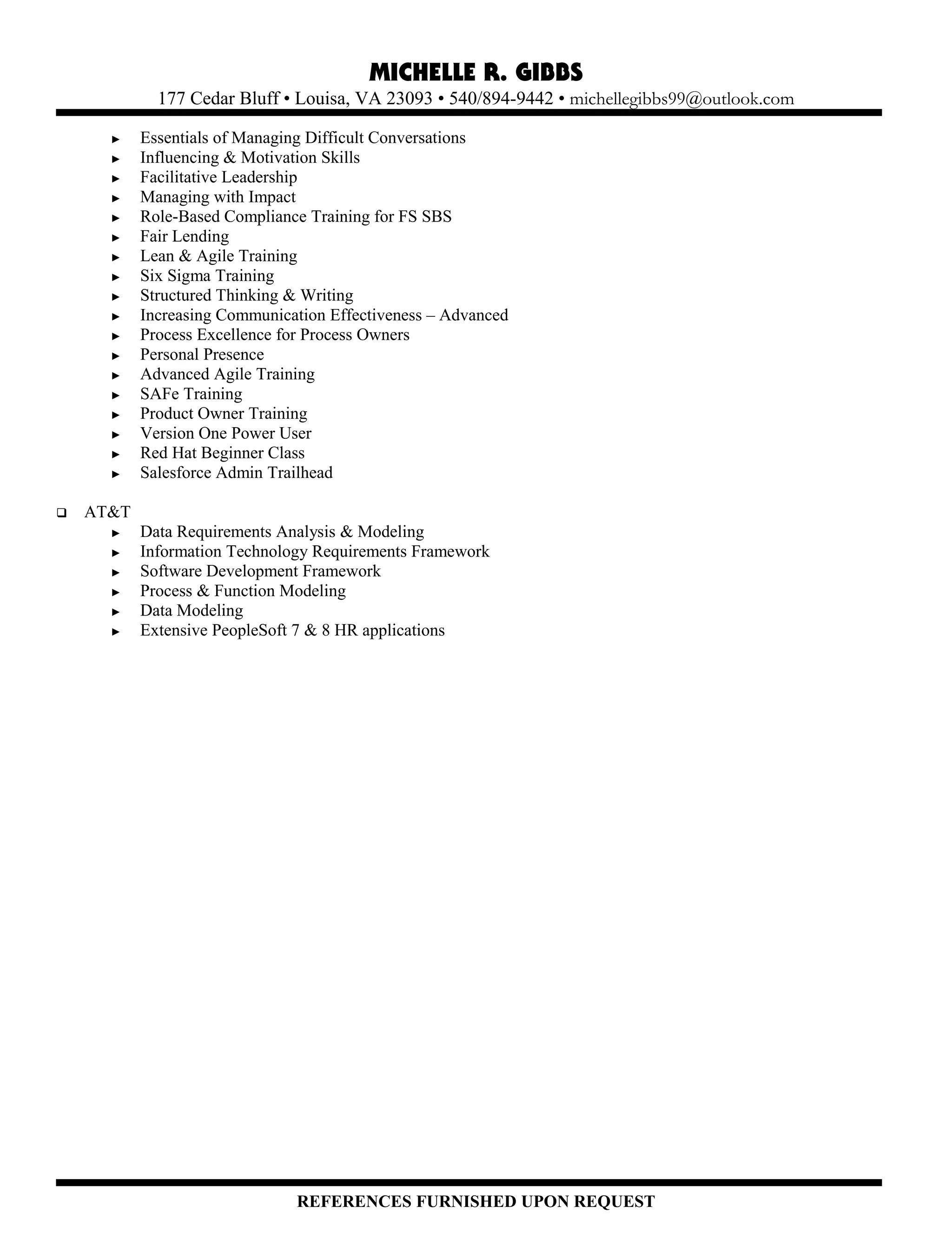 Michelle Gibbs Resume | PDF | Free Download