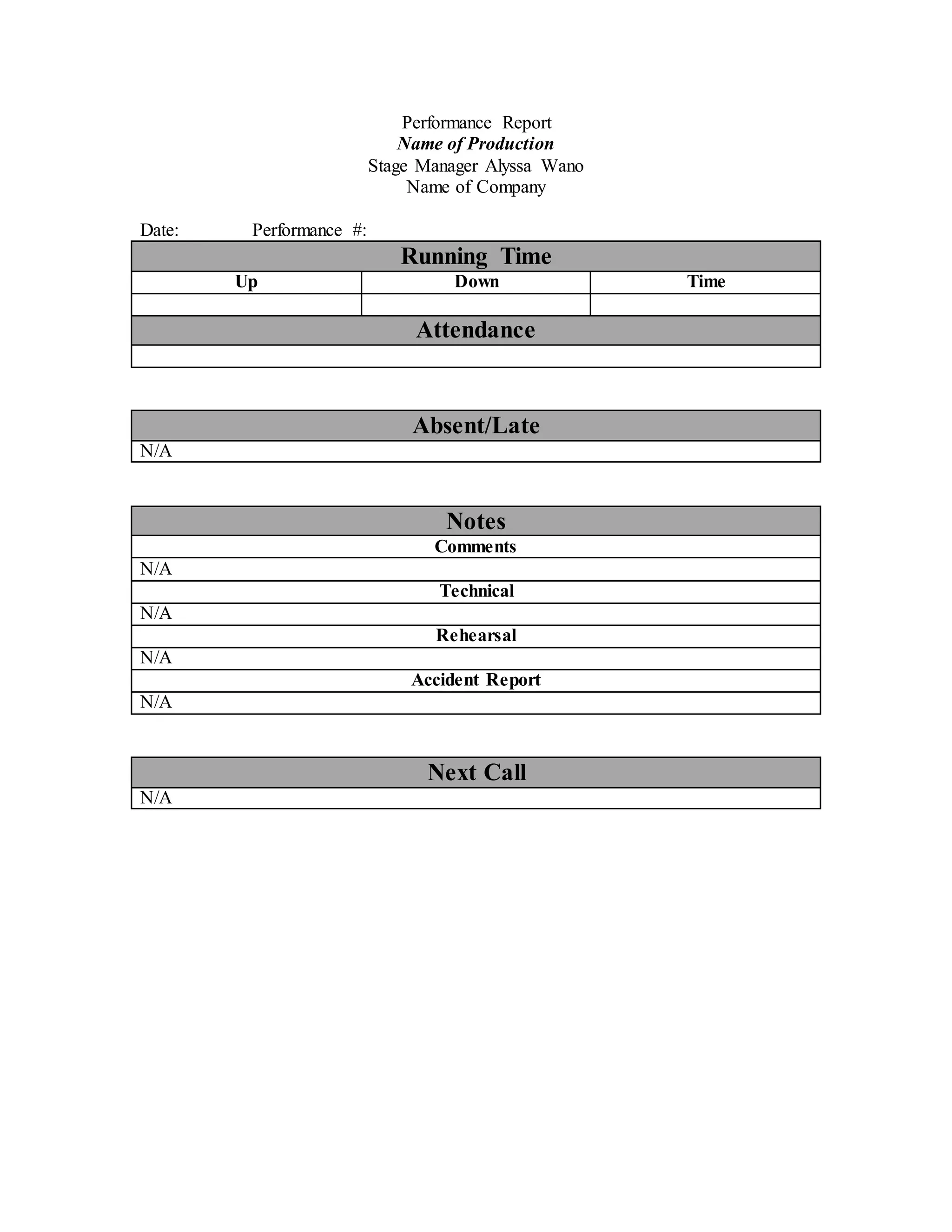 Perf Report Template | PDF
