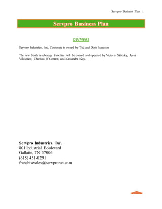 Servpro Business Plan | DOCX