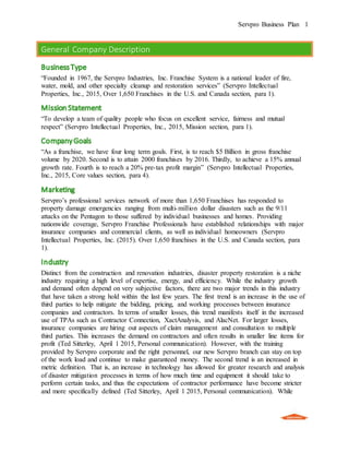 Servpro Business Plan | DOCX