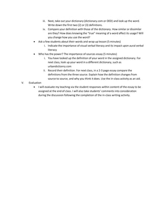 SampleLessonPlanWritingSeminar | PDF