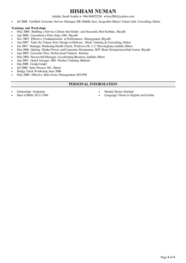Hisham Numan CV | PDF