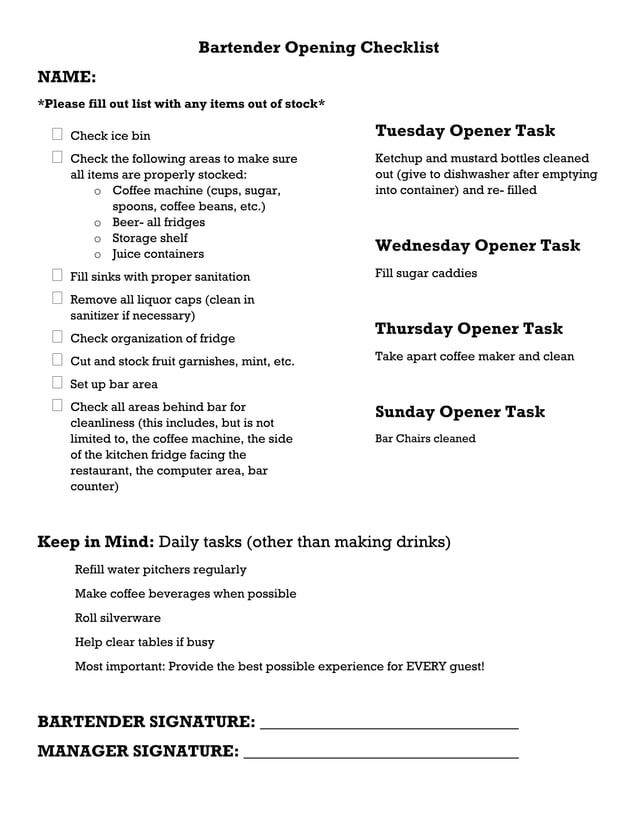 Bartender Closing Checklist.docx