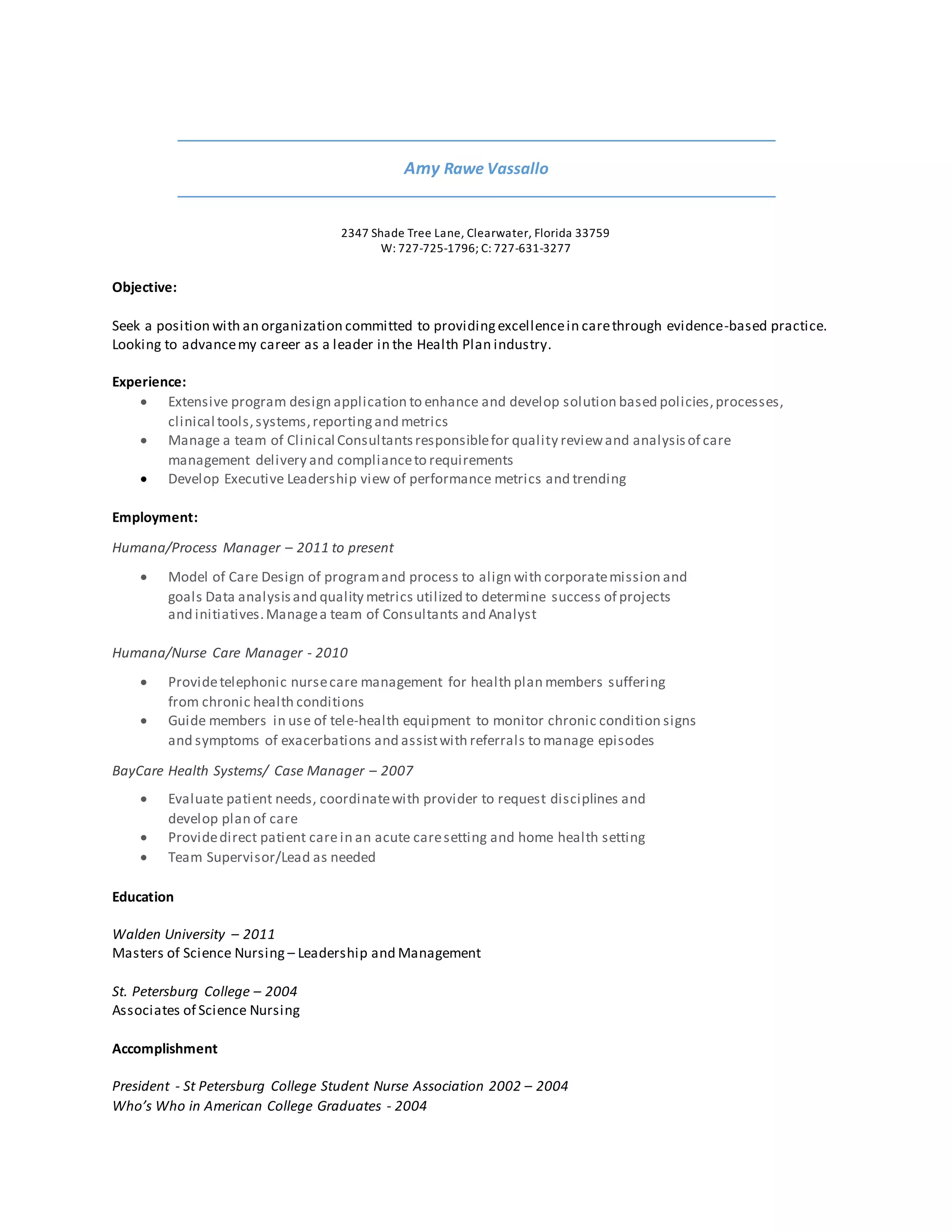 Amy Rawe Vassallo Resume | DOCX