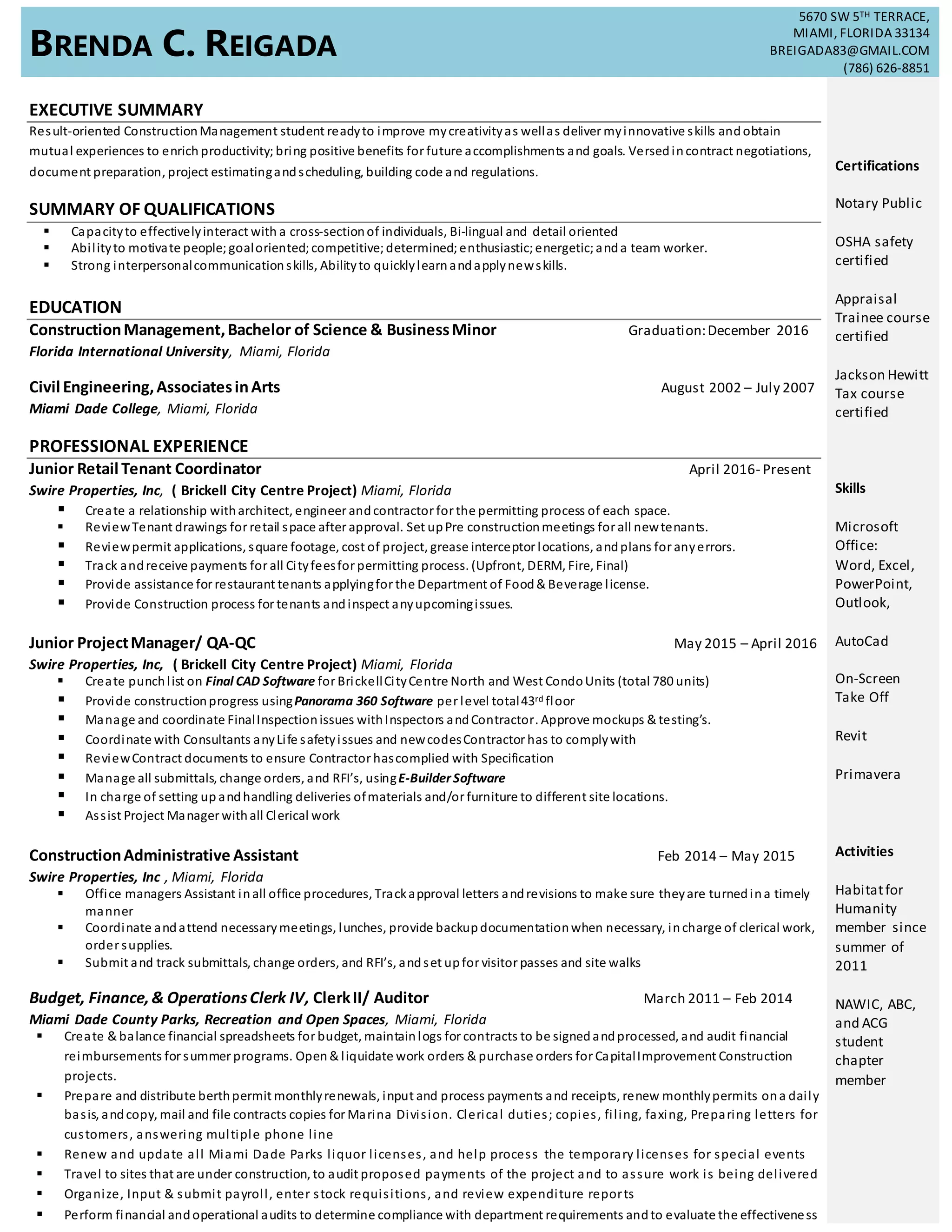 BrendaReigadaResume 6.1.16