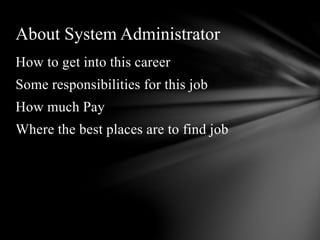 System Administrator PowerPoint | PPTX