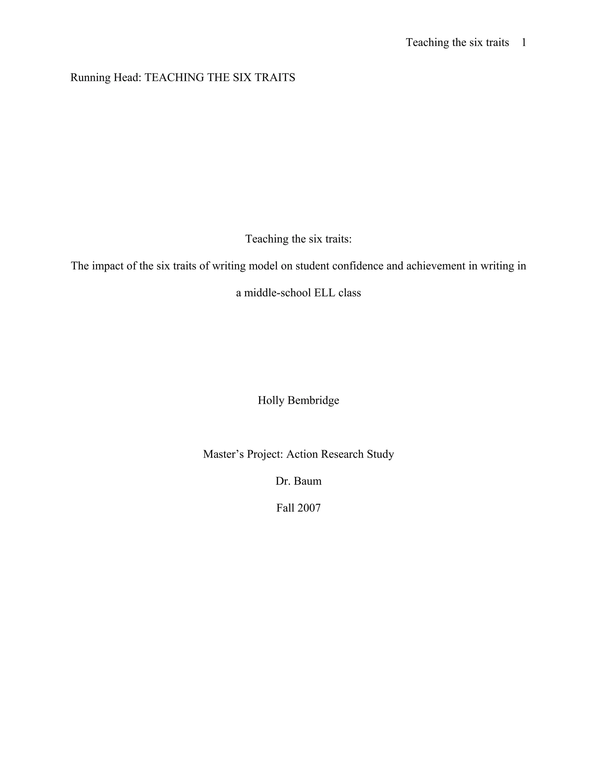 Teaching the Six Traits Holly Bembridge FINAL | DOC