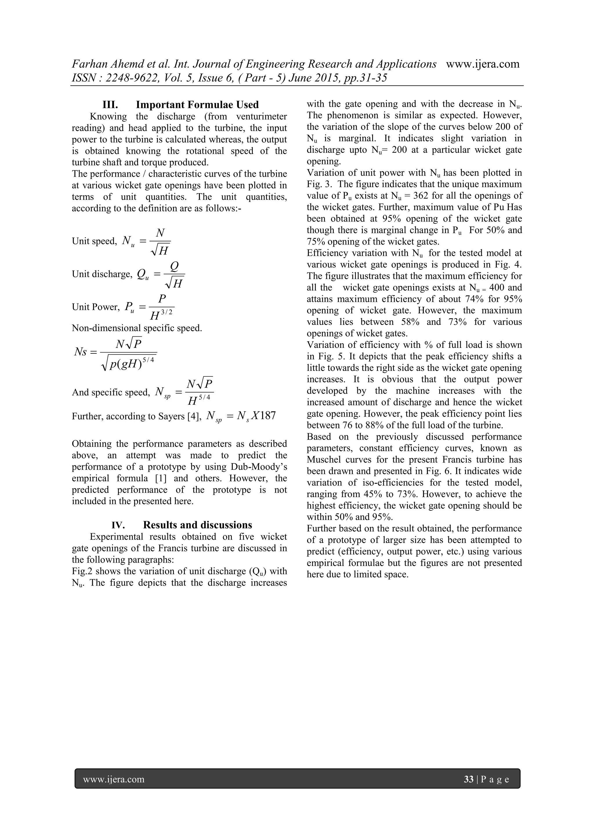 Performance Analysis For Reaction Turbine – A Case Study | PDF