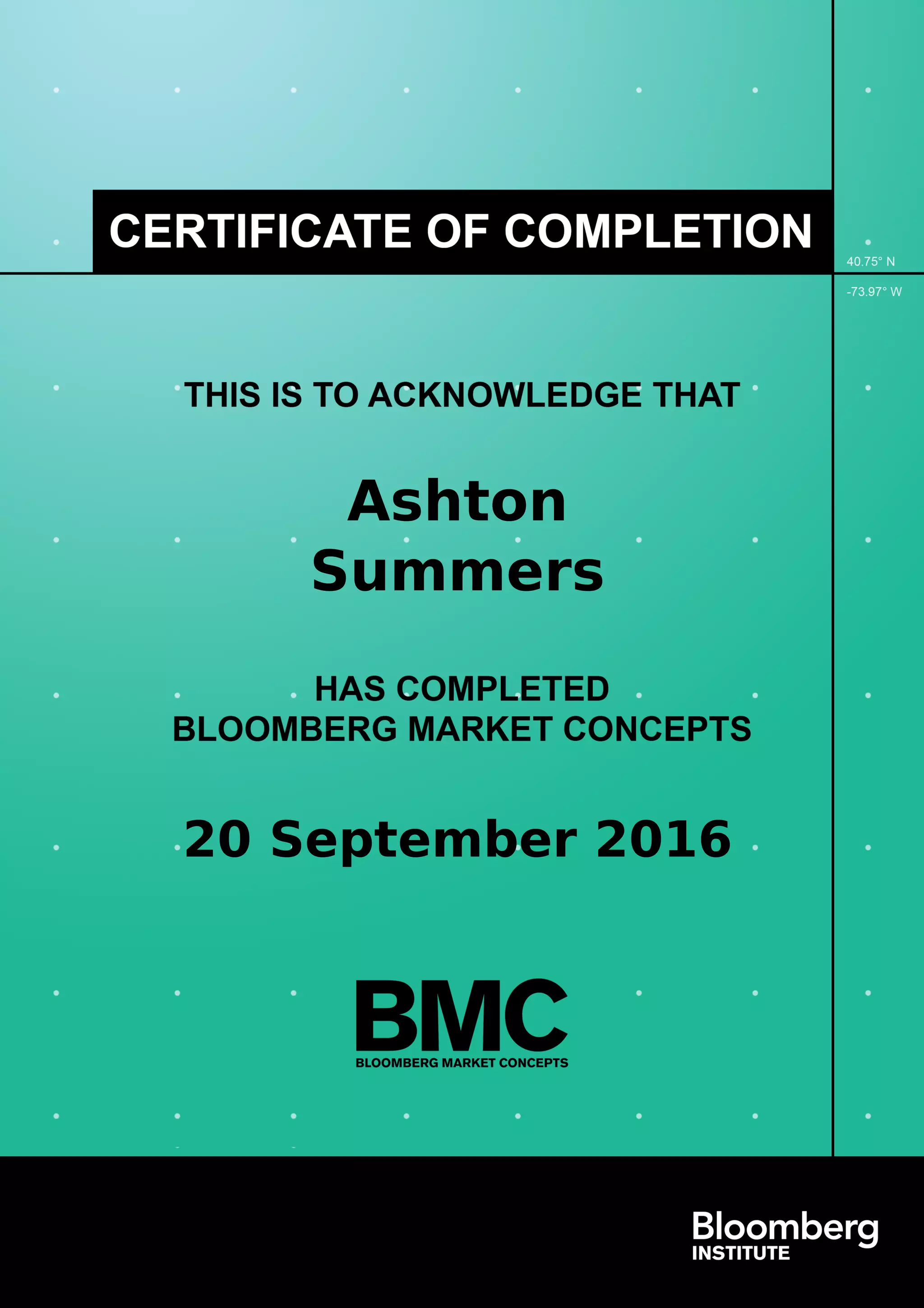 Summers_BMC Certificate | PDF