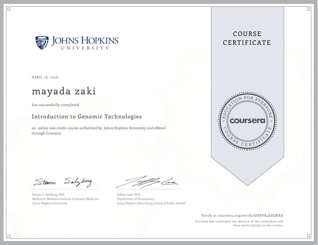 johns hopkins university course coursera introduction to genetics ...