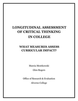 Longitudinal Assessment of Critical Thinking | PDF
